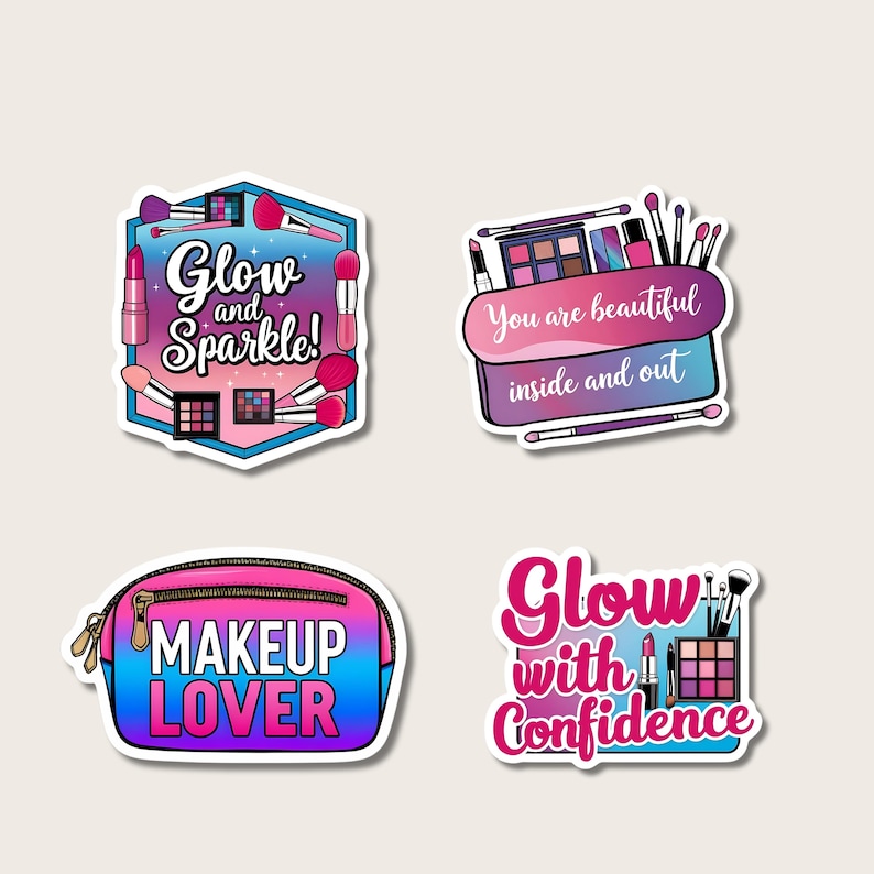 Makeup Sticker Bundle: 30 PNG Glam Stickers (commercial Use, Instant ...