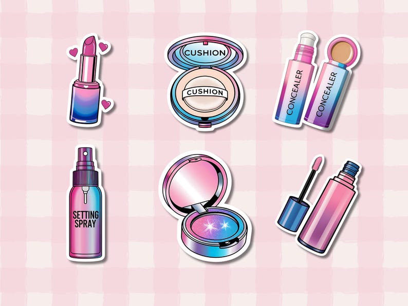 Makeup Sticker Bundle: 30 PNG Glam Stickers (commercial Use, Instant ...