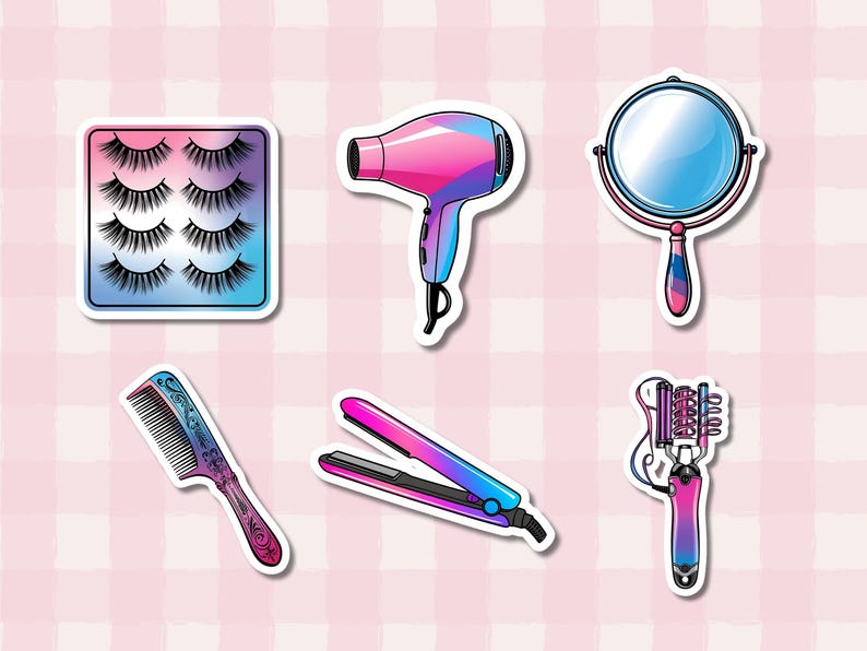 Makeup Sticker Bundle: 30 PNG Glam Stickers (commercial Use, Instant ...