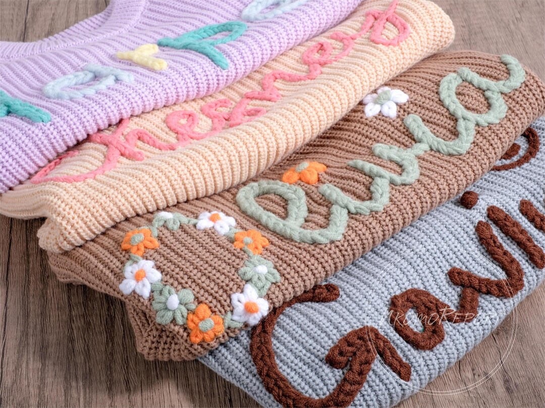 Personalized Baby Sweater With Hand-embroidered Name & Monogram A ...