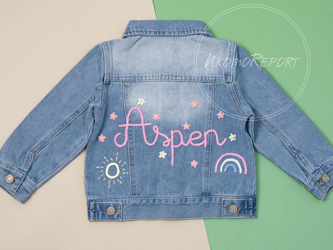 Custom Hand-embroidered Denim Jacket: Can Be Used as First Birthday ...