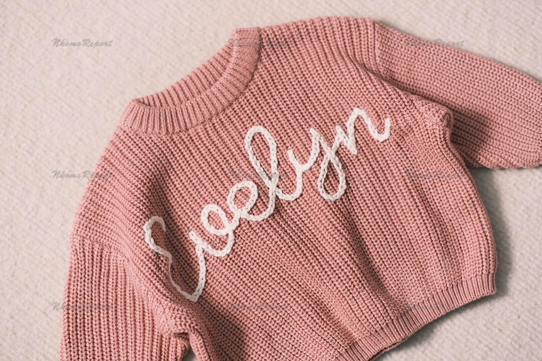 Custom Baby Sweater Adorned With Hand-embroidered Name & Monogram A ...
