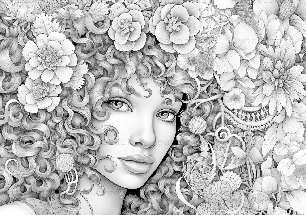 25 Women in Bliss and Prosperity Coloring Pages Collection - Etsy