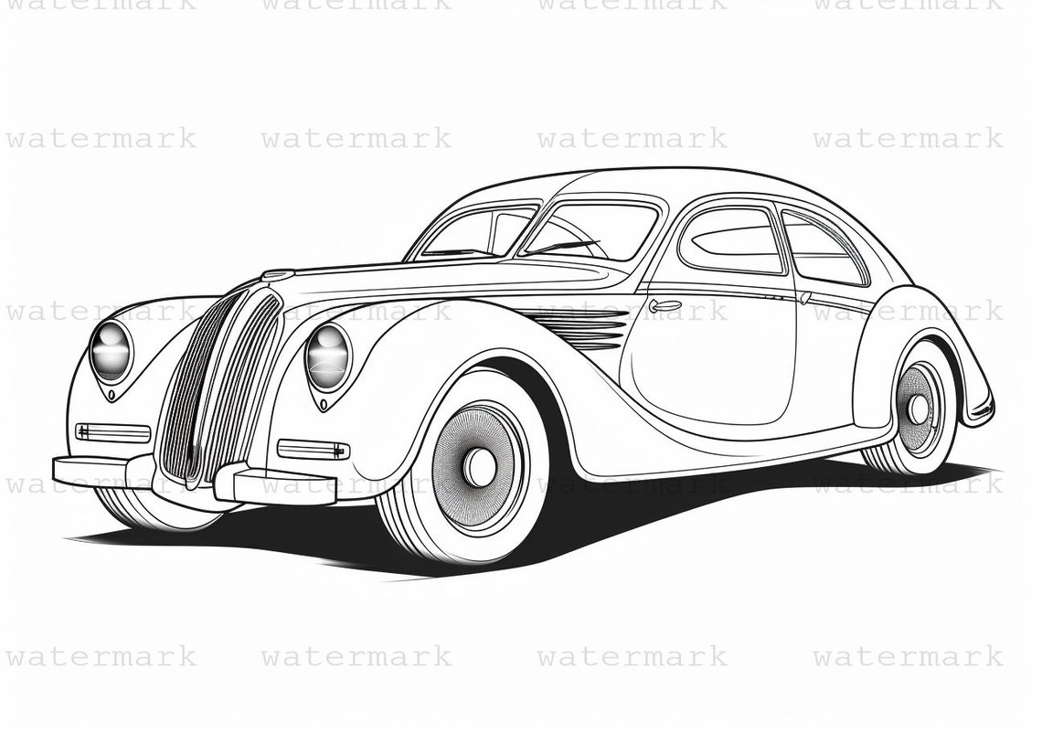 60 Classic Car Coloring Pages Collection - Etsy