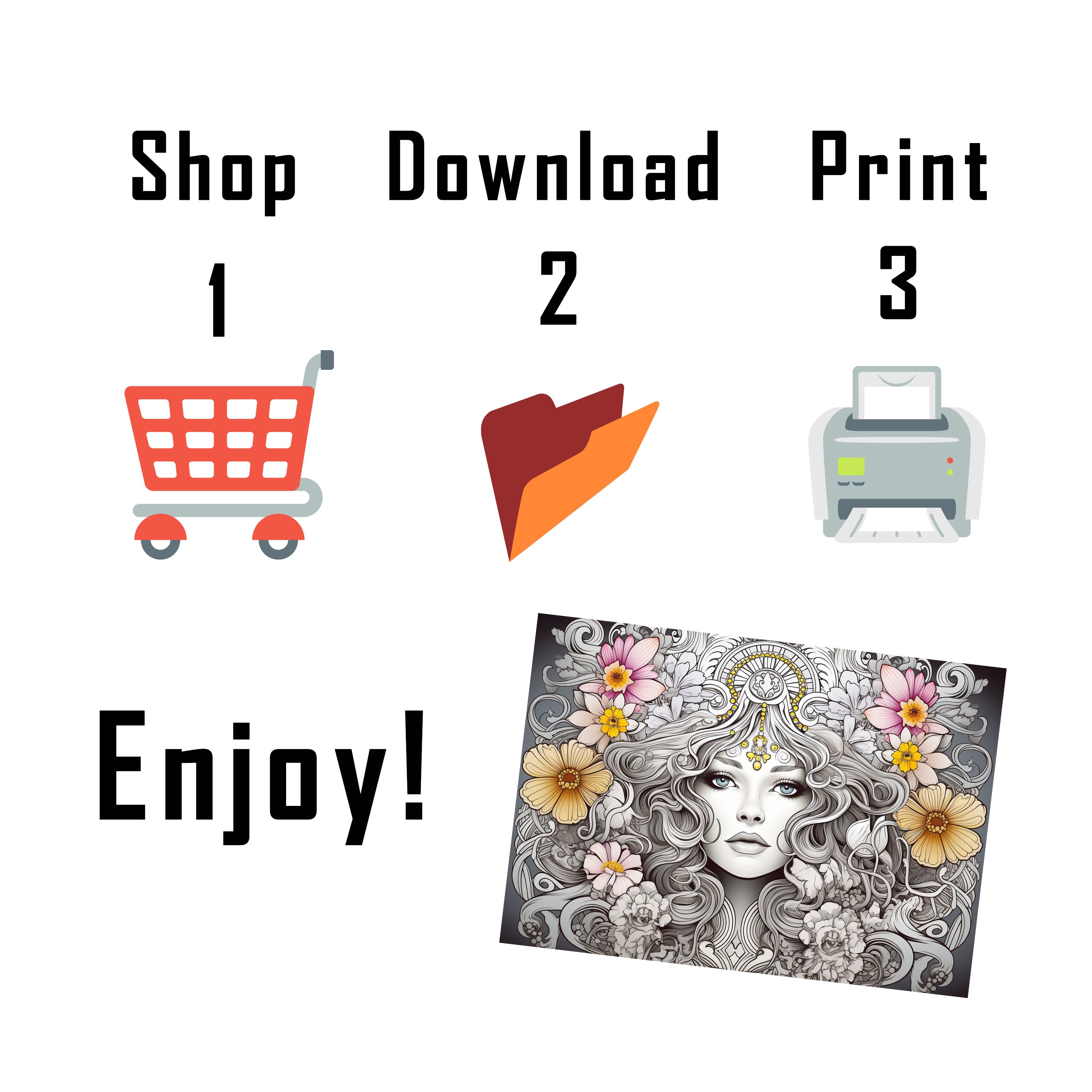 25 Women in Bliss and Prosperity Coloring Pages Collection - Etsy