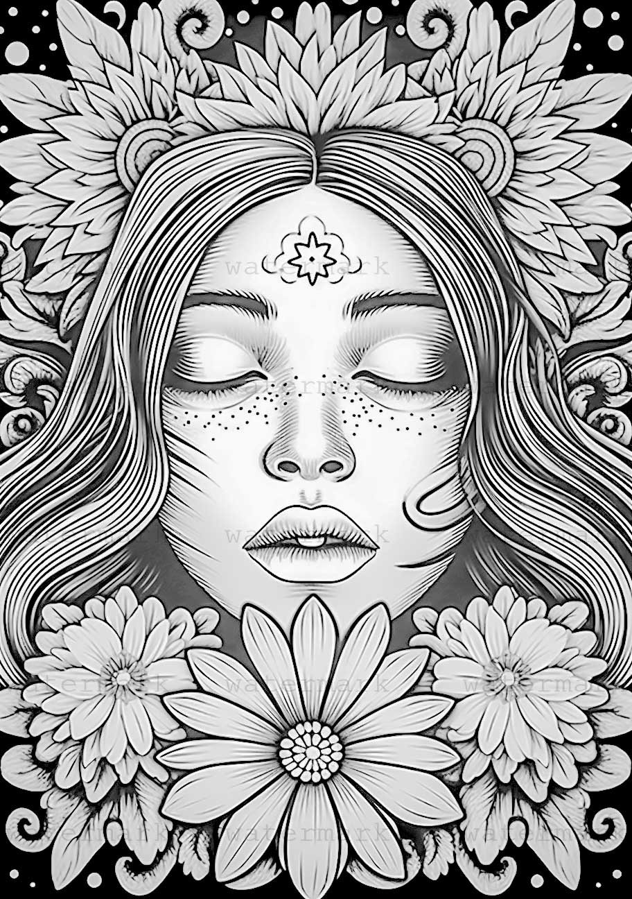 25 Women in Bliss and Prosperity Coloring Pages Collection - Etsy