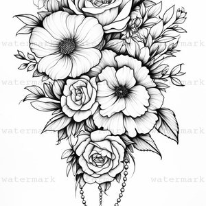 10 Floral Bouquet Delights: Botanical Coloring Pages Bundle - Etsy