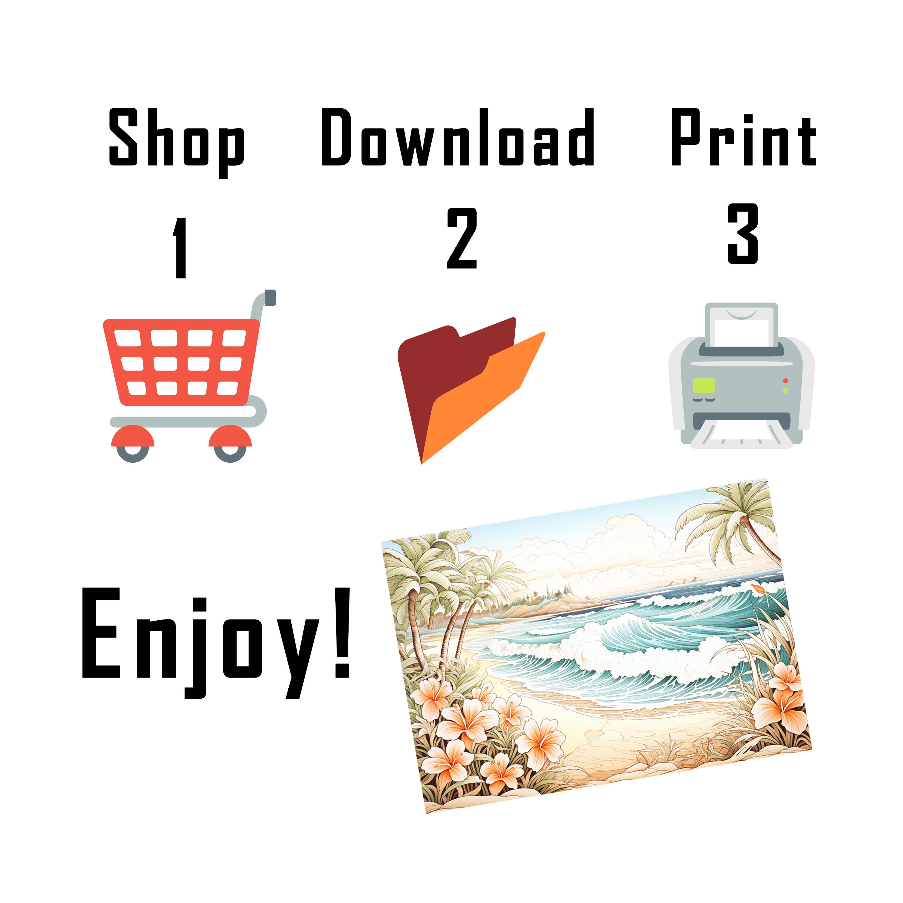 25 Tropical Beach Coloring Pages & Inspiration Bundle - Etsy