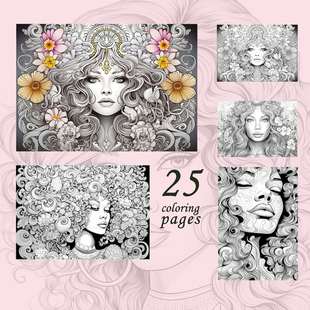 25 Women in Bliss and Prosperity Coloring Pages Collection - Etsy