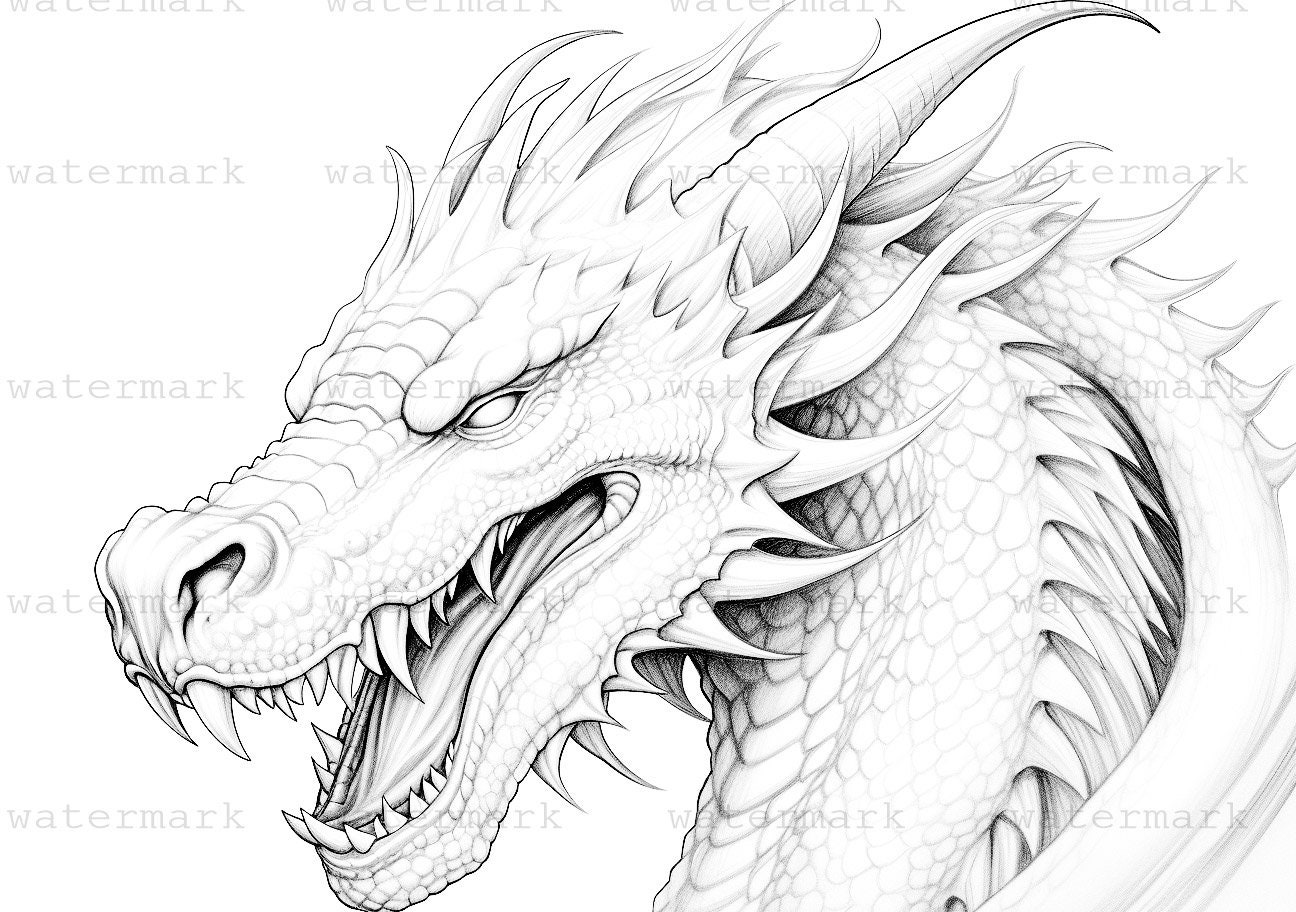 30 Majestic Dragon Coloring Pages - Etsy