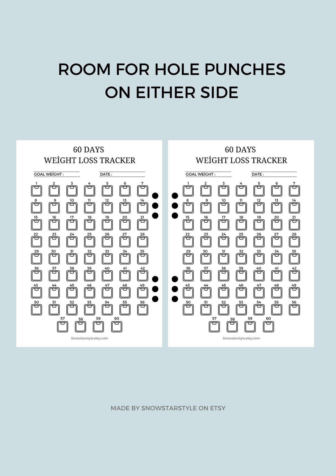 60 Day Weight Loss Tracker Printable, Weight Loss Challenge, Weight ...