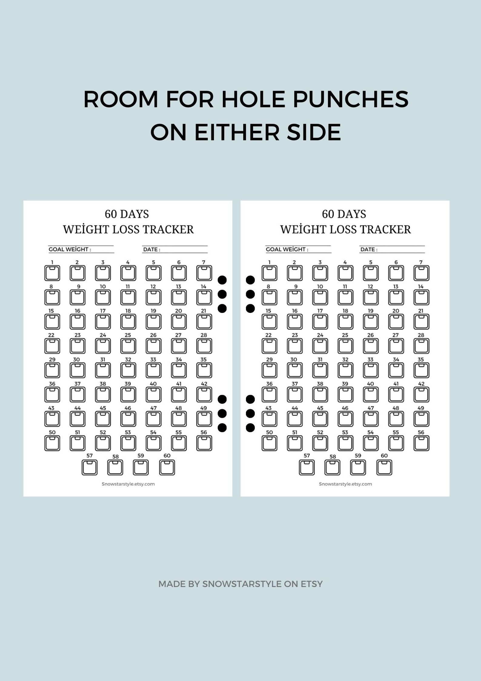 60 Day Weight Loss Tracker Printable, Weight Loss Challenge, Weight ...