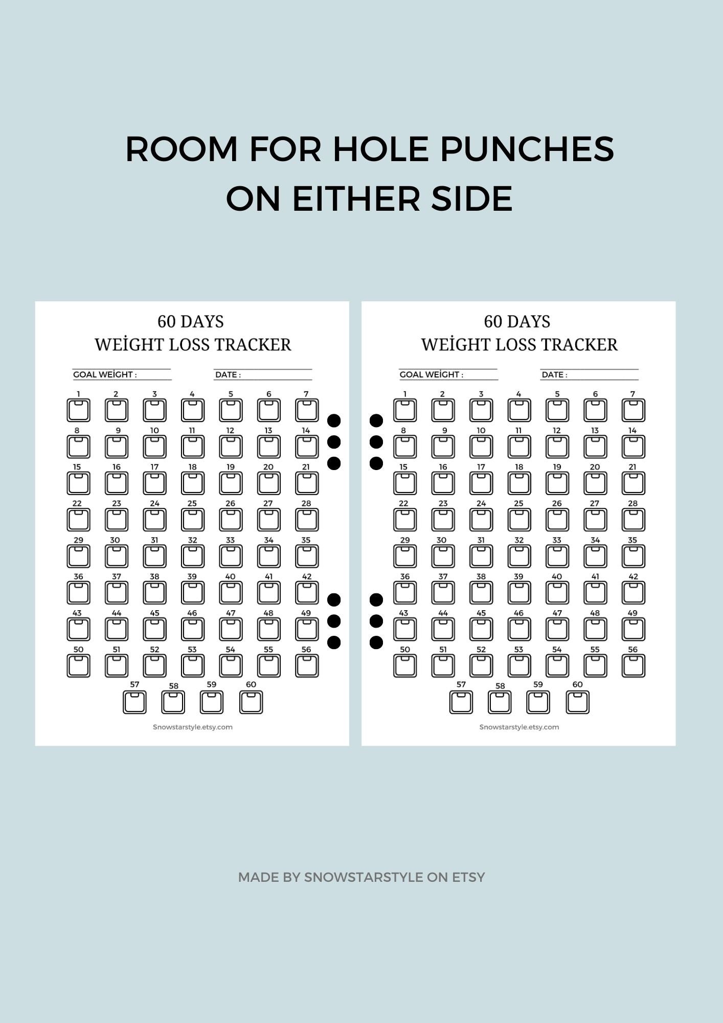 60 Day Weight Loss Tracker Printable, Weight Loss Challenge, Weight ...