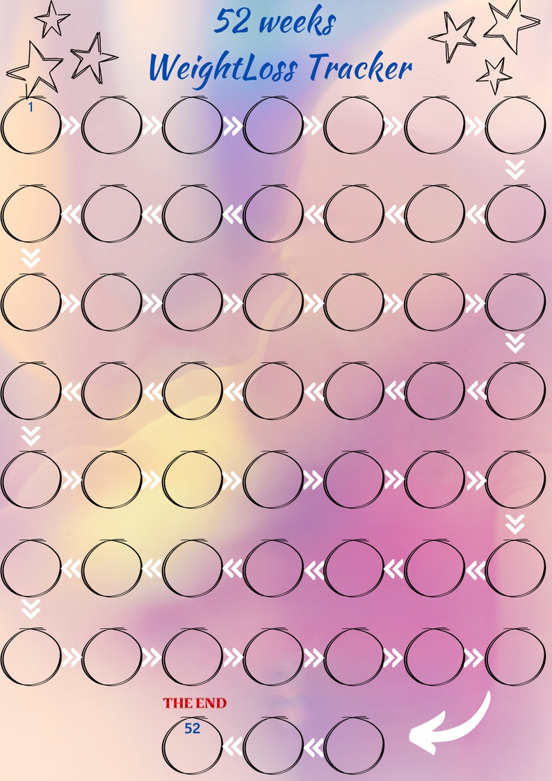 Printable Weight Loss Tracker, Weekly Weight Loss Chart, Weekly Weigh ...