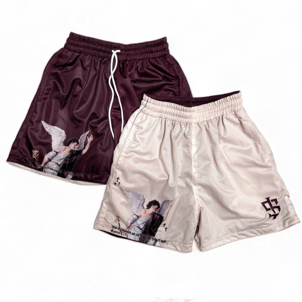 Ls Reversible Mesh Shorts Browncream Angel Etsy