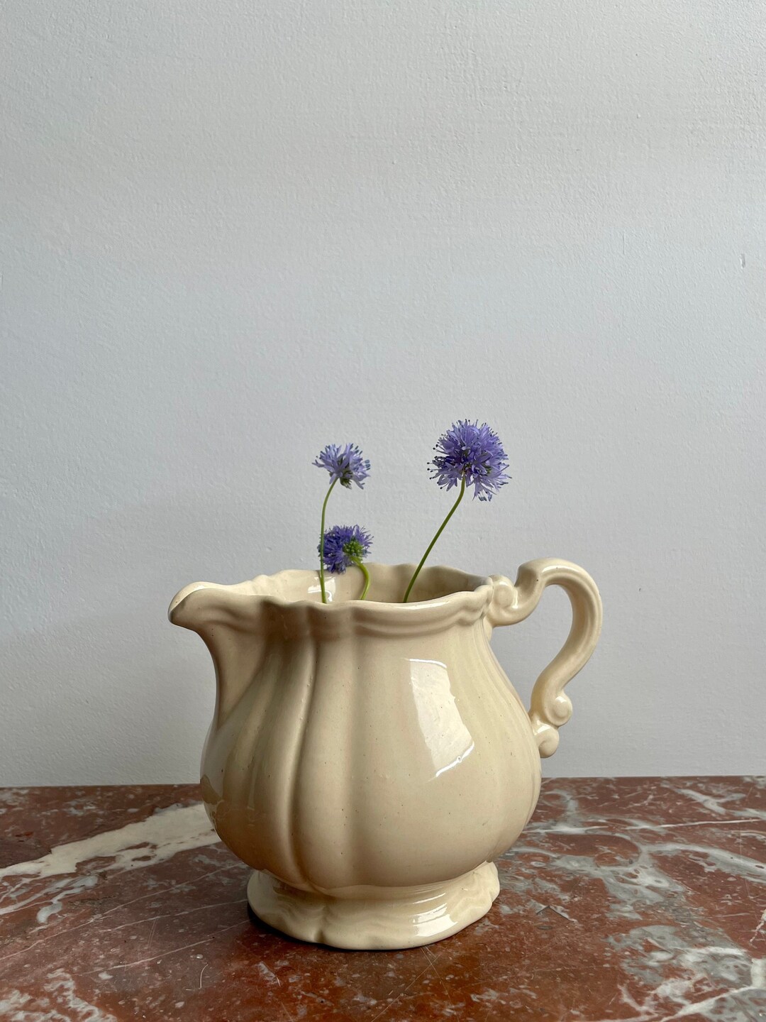 Romantic French Creamware Curvy Shape, Elegant Creamer in French Off ...