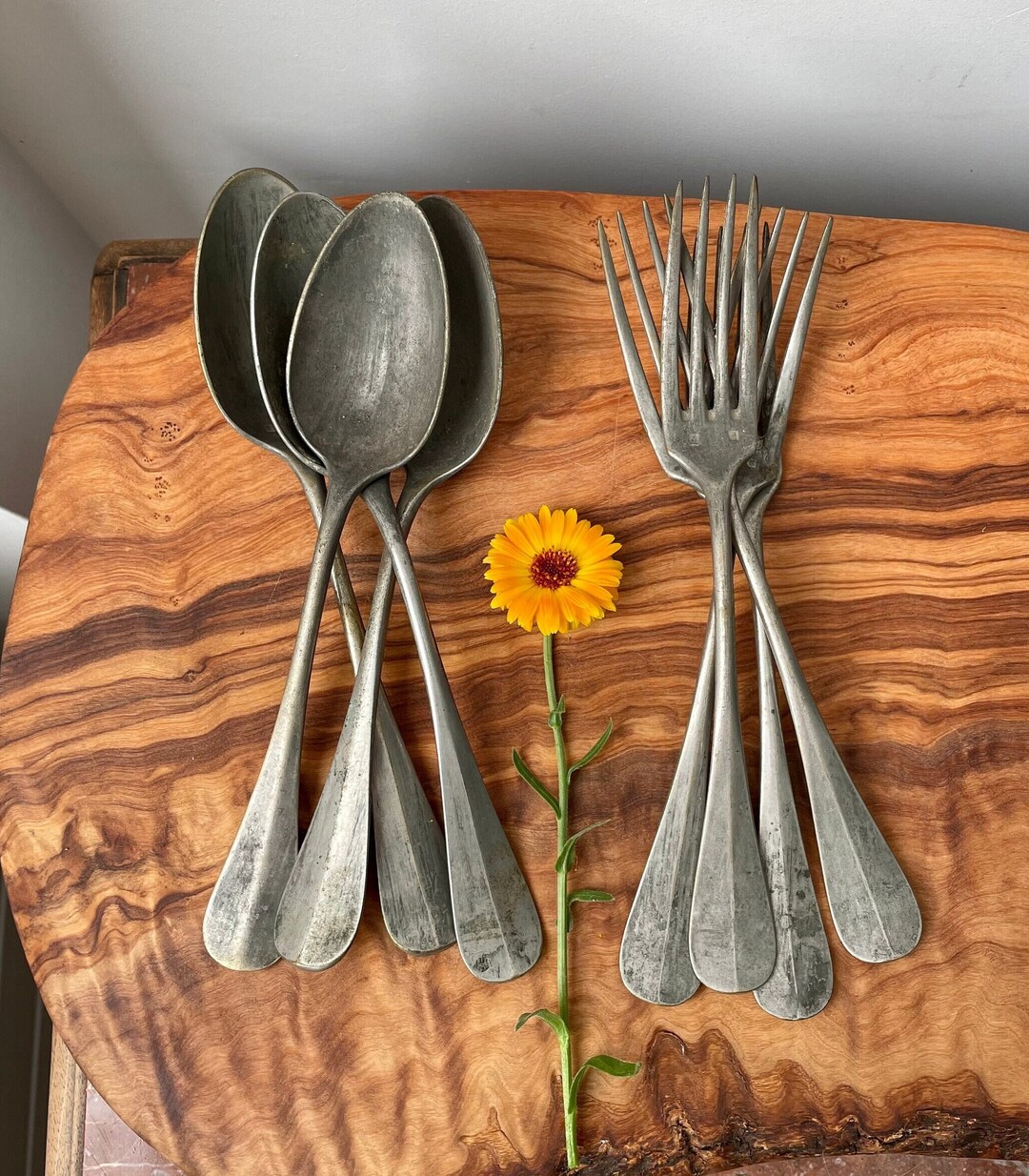 Antique French Pewter Cutlery, Set of 4 Spoons and Forks, Antique ...