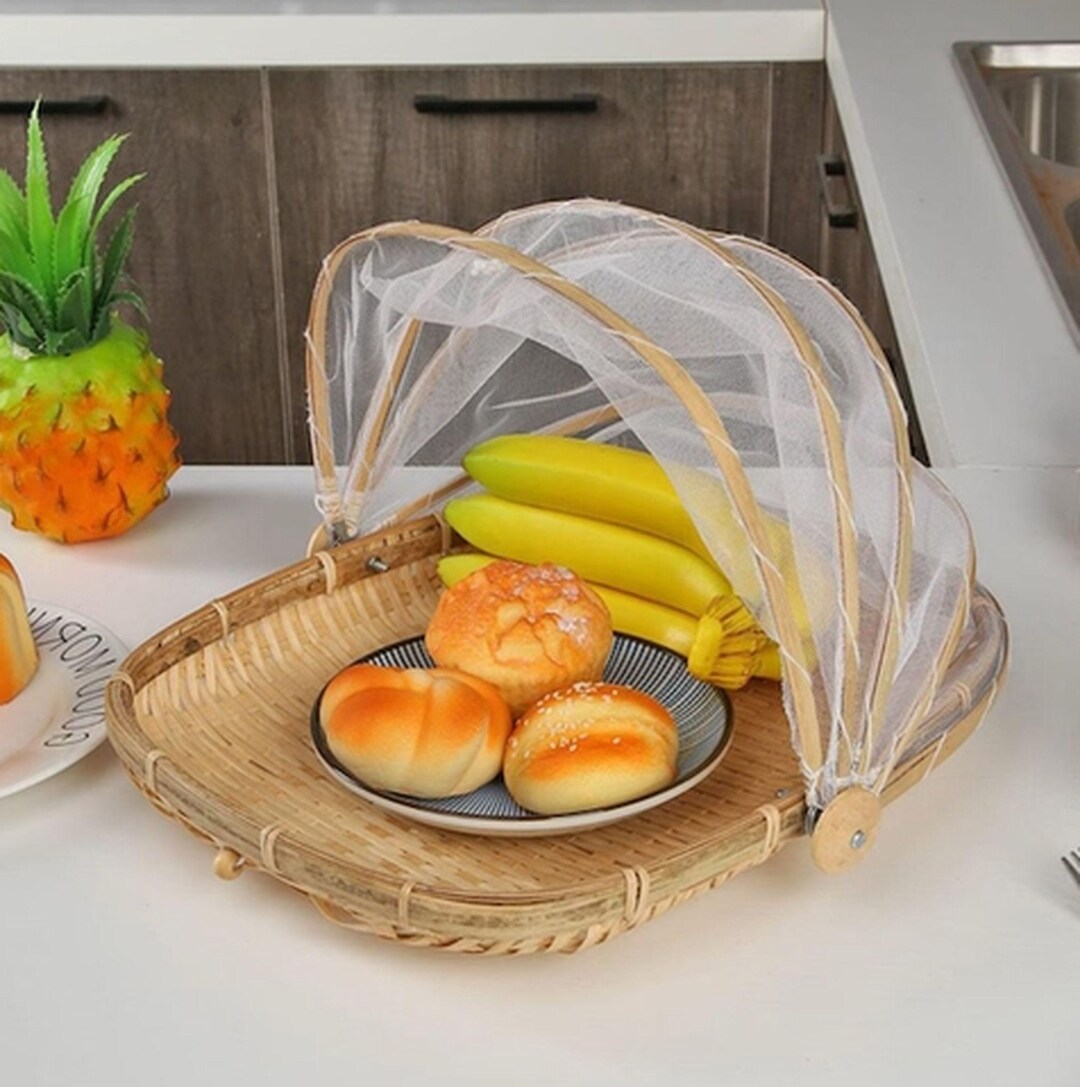 Bamboo Food Storage Tray With Lid Bamboo Square Tabletop Cage ...