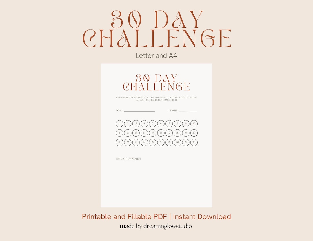 30 Day Challenge Goal Setting Progress Tracker Habit - Etsy