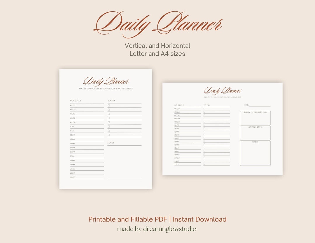 Minimalist Daily Planner Printable Daily to Do List for - Etsy