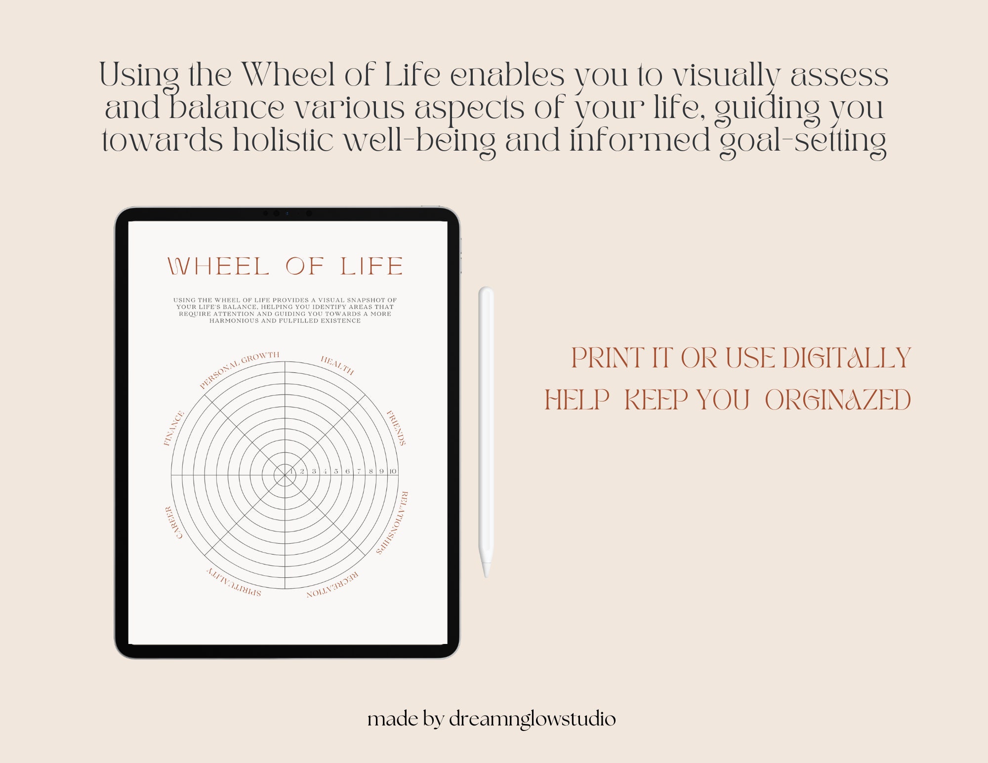 Wheel of Life Worksheet Template and 8 Areas Goals for Life Planner ...