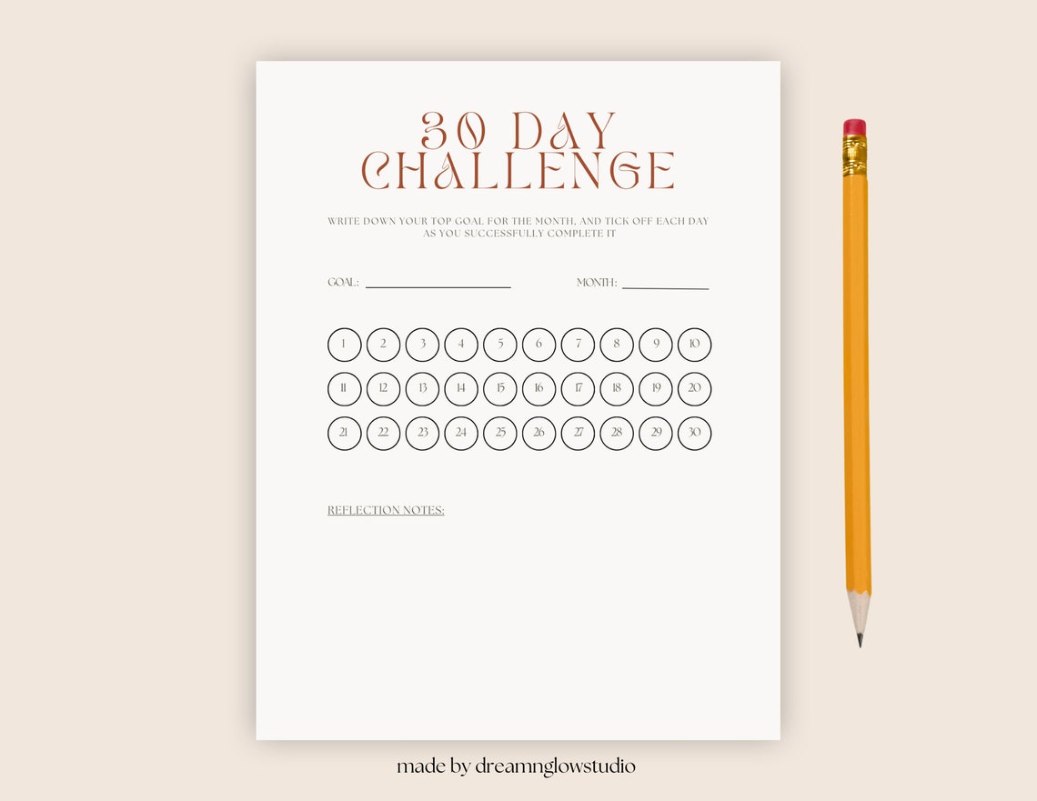30 Day Challenge Goal Setting Progress Tracker Habit - Etsy