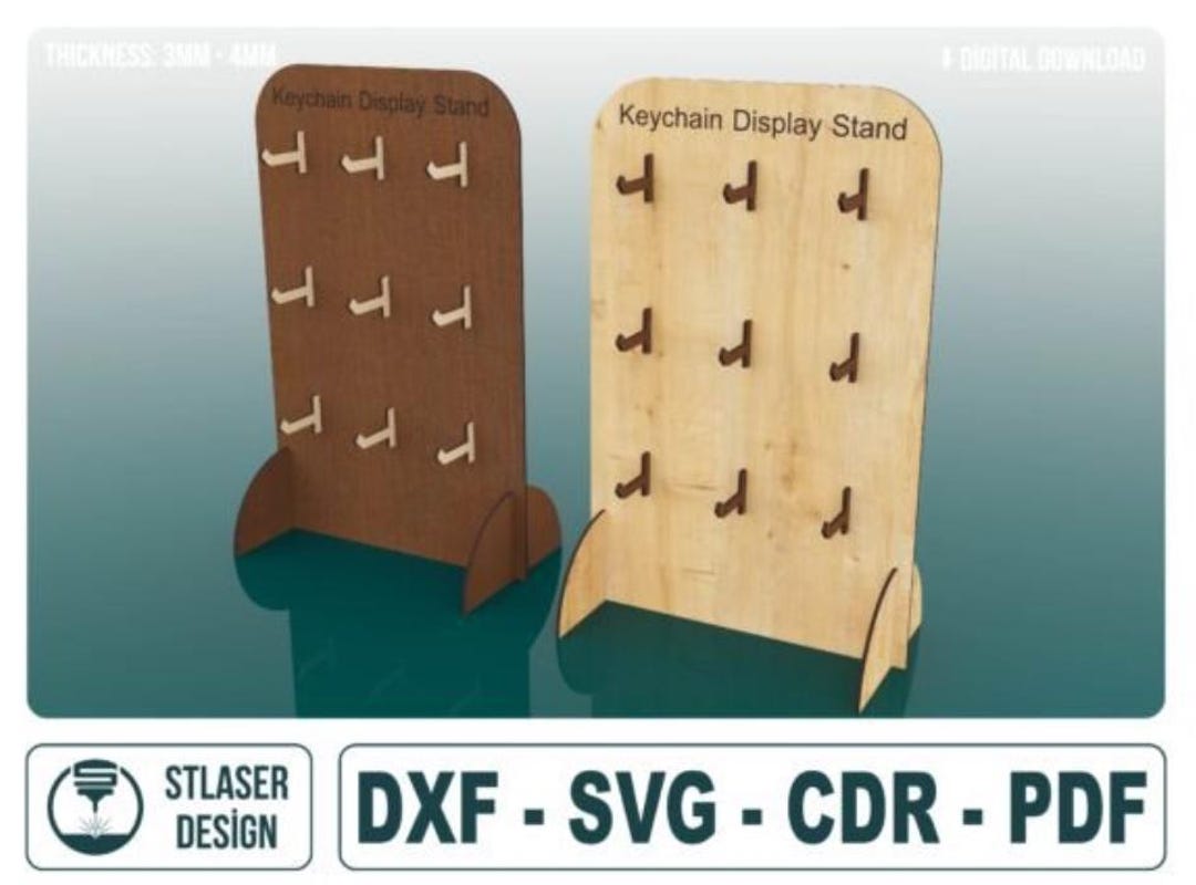 Laser Cut Keychain Display Stand Svg Files, Vector Files for Wood Laser ...