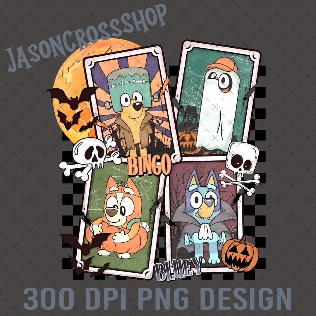 Halloween Bluey Family Png, Trick or Treat Png, Bluey and Bingo Png ...