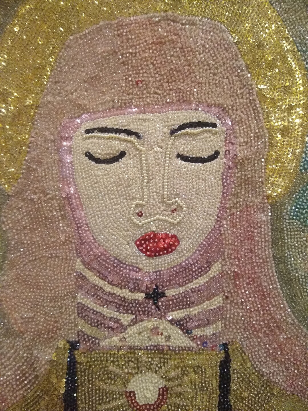 Santa Clara -- Hand Sewn Beaded Voodoo Banner by Eviland Lalanne - Etsy