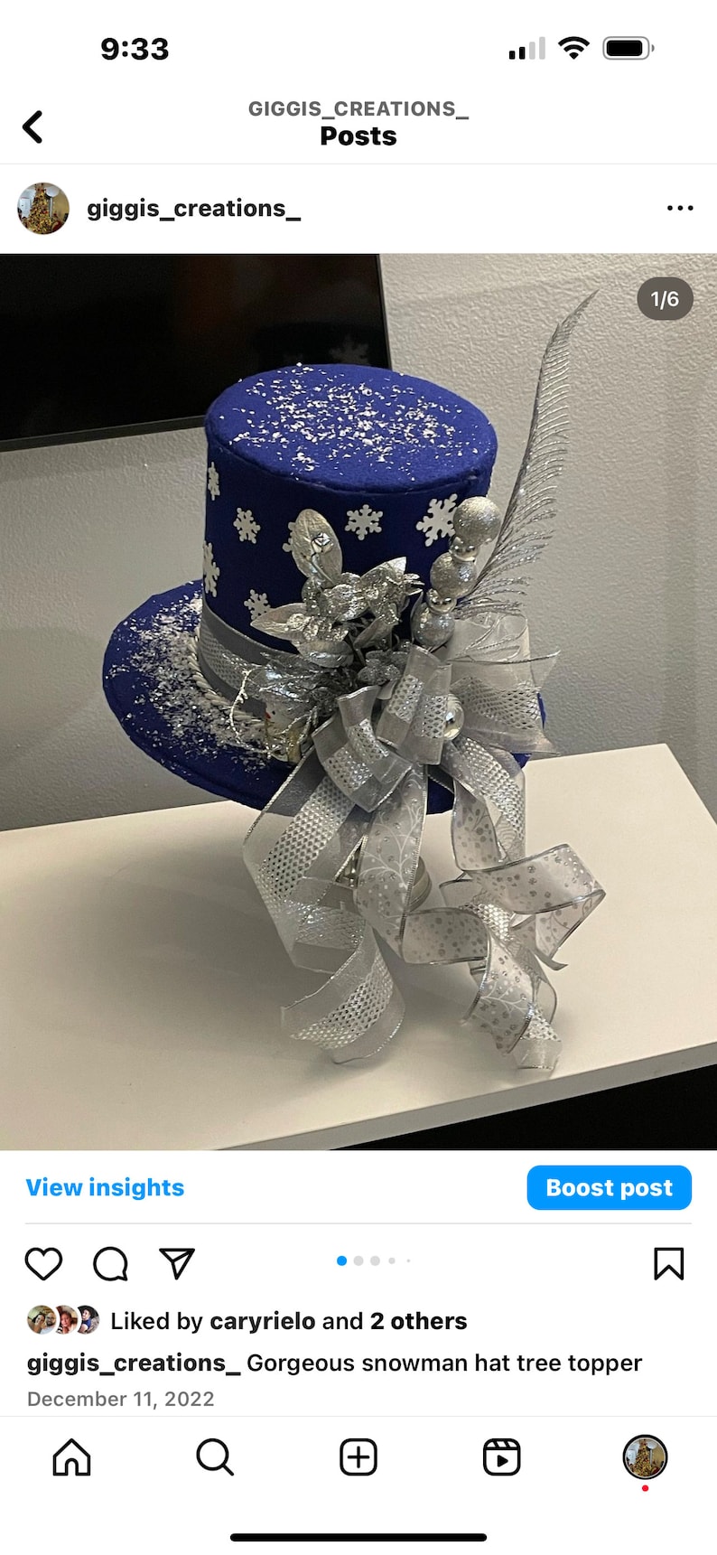 Christmas Tree Topper. Snowman Hat. - Etsy