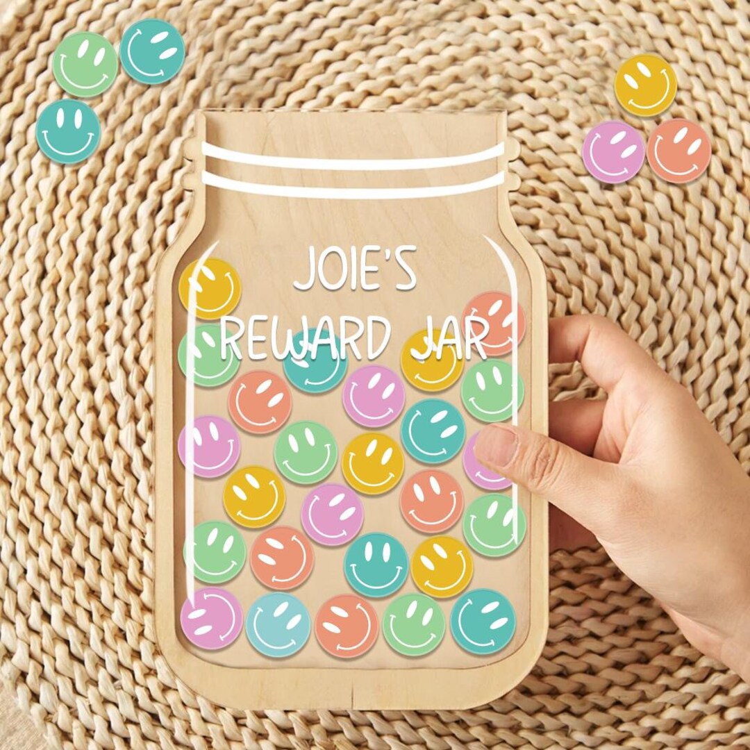Smiley Face Reward Jar, Personalized Gift for Teacher, Colorful ...