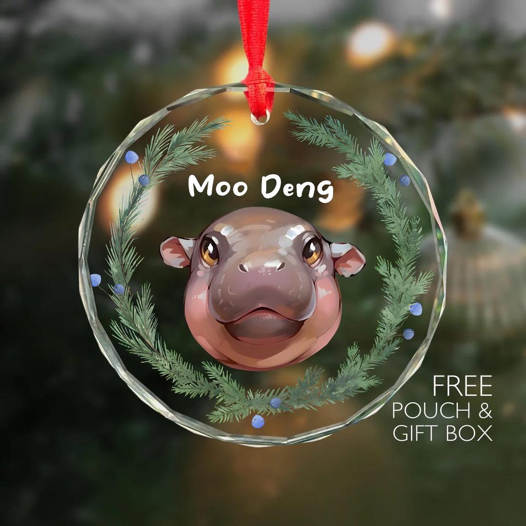 Christmas Moo Deng Ornament, Moo Deng Xmas Ornament, Cute Moo Deng ...