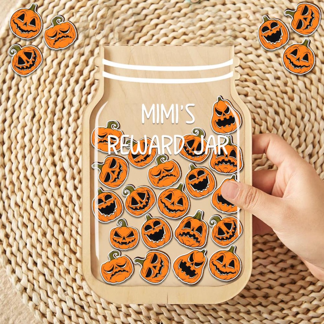 Personalized Halloween Reward Jar, Pumpkin Tokens, Gifts for Kids ...