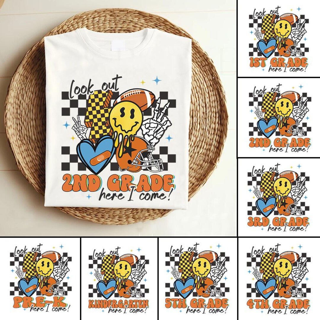 Look Out First Grade Here I Come Shirt, Retro Back to School Bundle ...