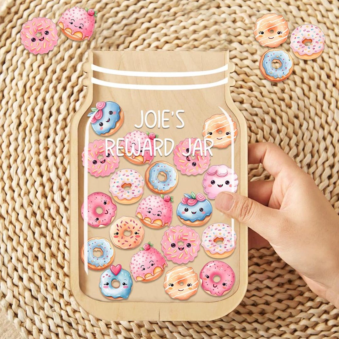 Personalized Cute Donut Reward Jar for Kids, Good Behavior Reward ...