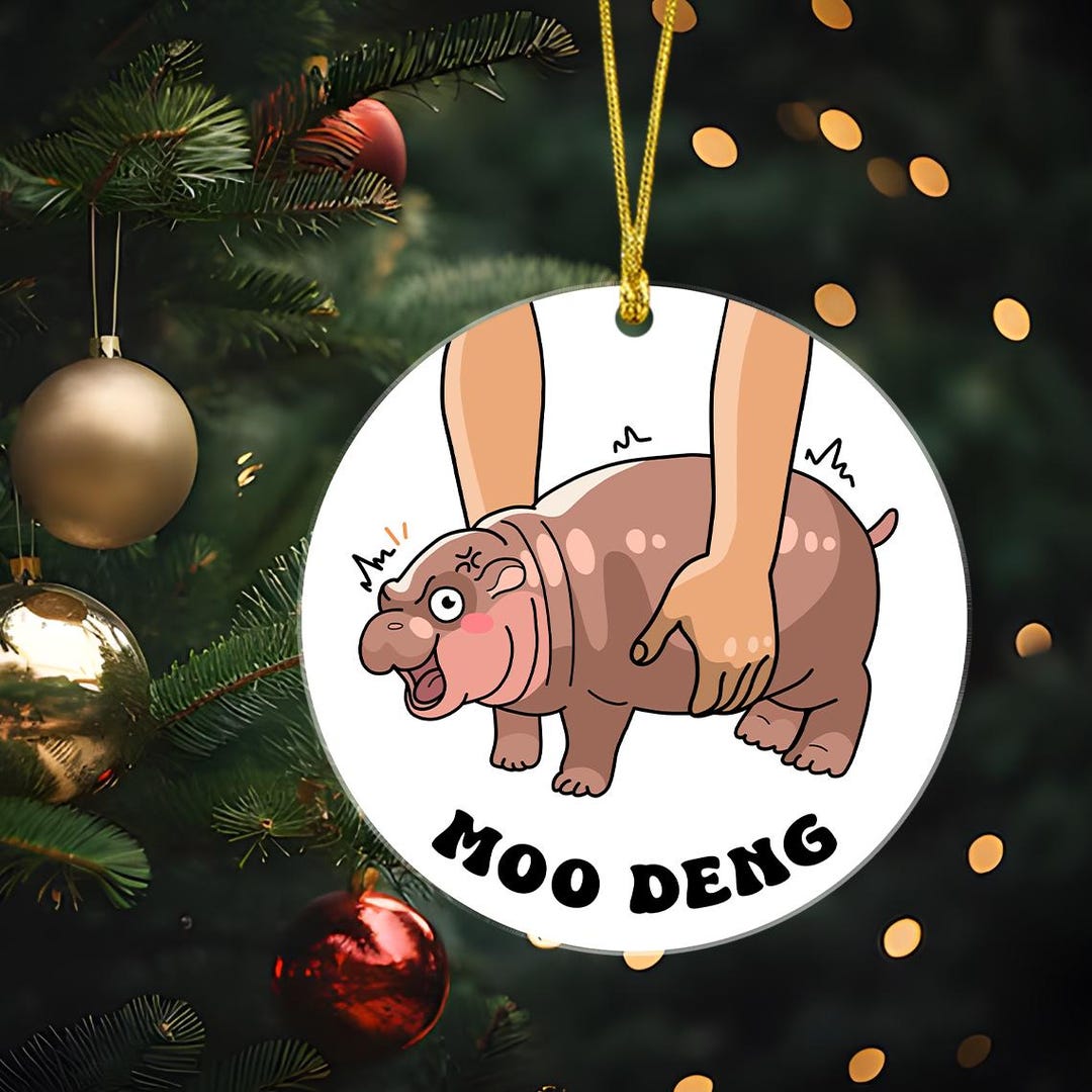 Moo Deng Ornament, Cute Baby Hippo Moo Deng Ceramic Ornament, Hippo ...