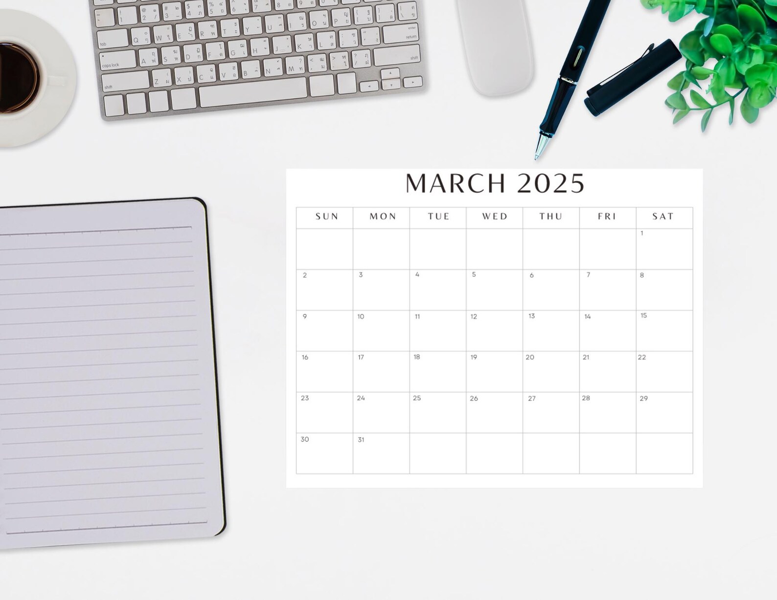 2025 Printable Calendar, Monthly Planner 2025 Landscape, Digital PDF - Etsy