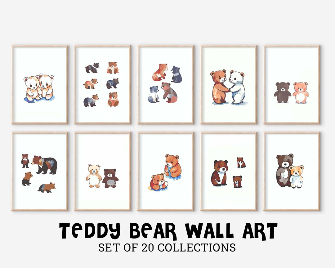 Amusing Teddy Bear Printable Wallarts Watercolour Digital - Etsy