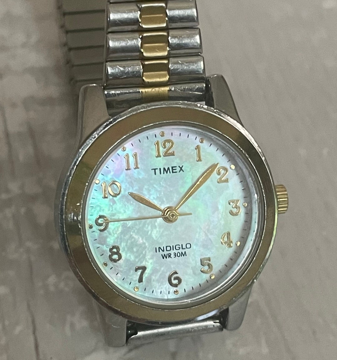 Timex T2M828 Indiglo Two Tone Mother of Pearl Date Women's Watch New ...