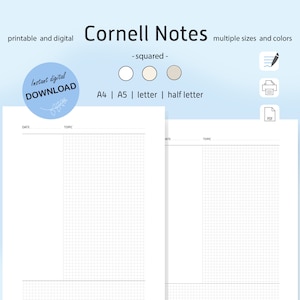 Cornell Notes Printable Template Study Template Guide Uni Exam Study ...