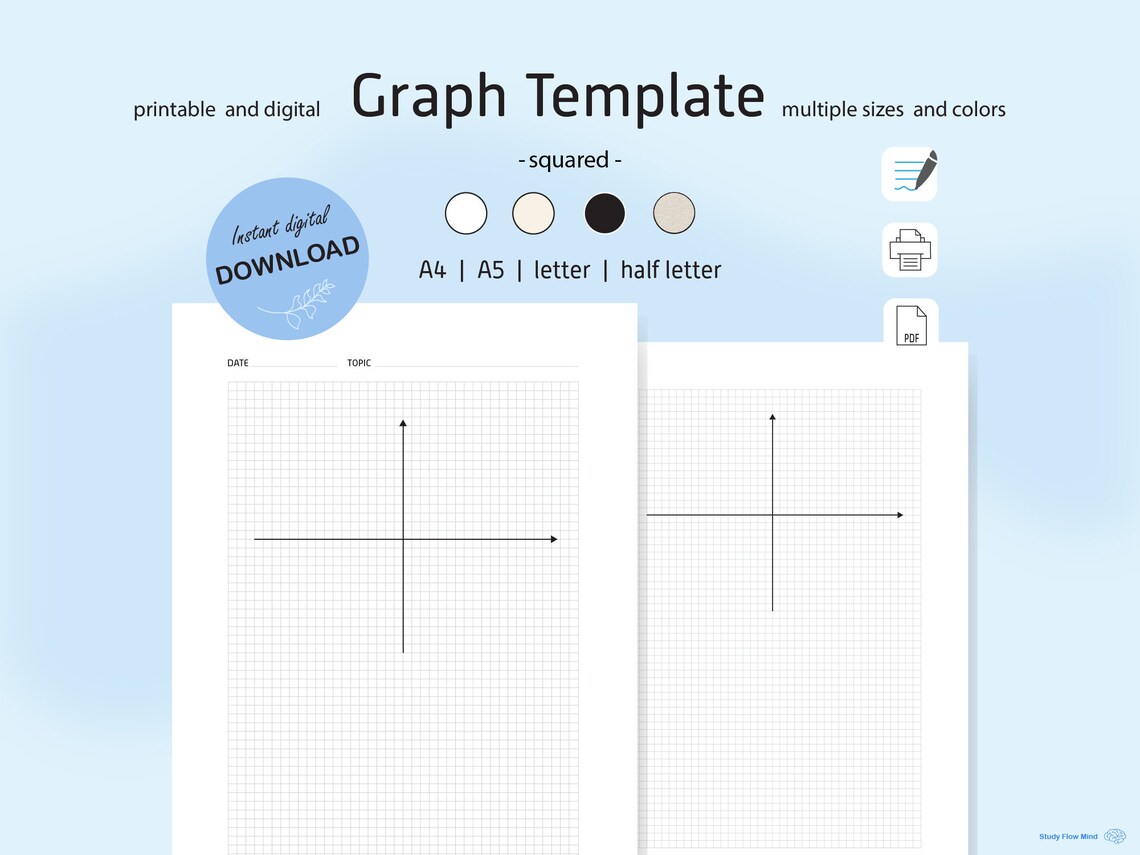 Graph Paper Printable Template Study Maths Productivity Template ...