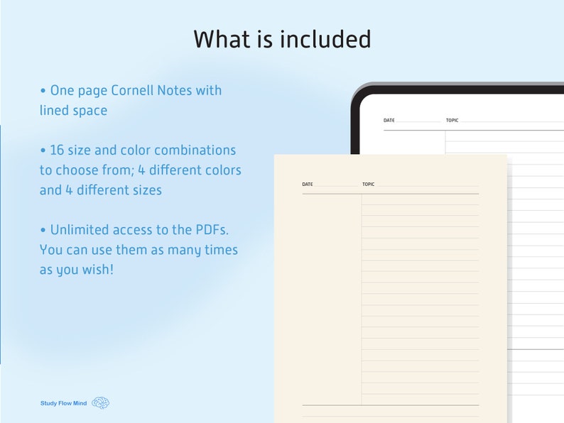 Cornell Notes Printable Template Study Template Guide Uni Exam Study ...