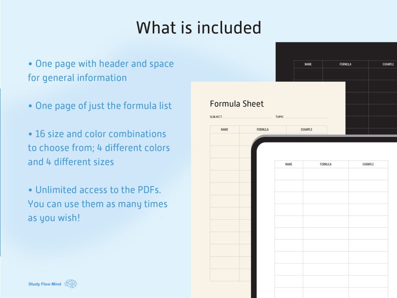 Formula Sheet Goodnotes Planner Template Study Guide Math Exam Physics ...