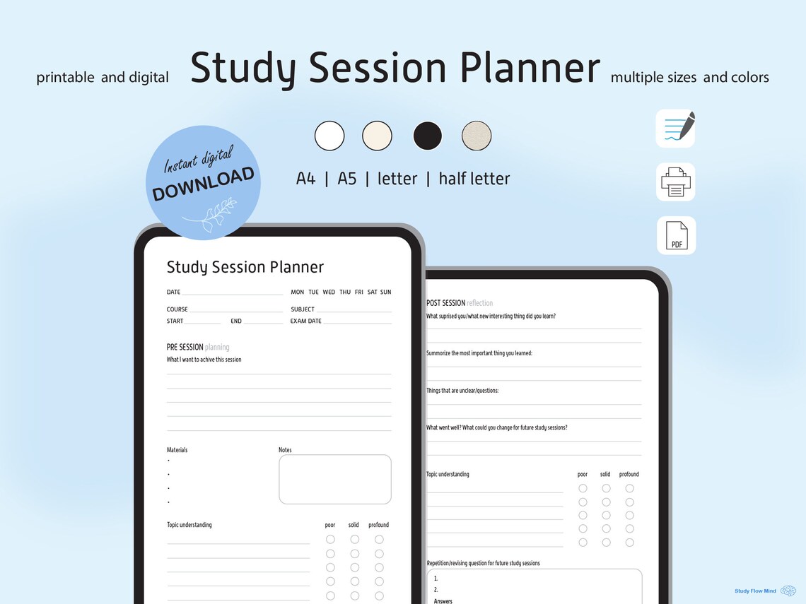 Study Session Planner Guide Template Digital Planner Study Goodnotes ...