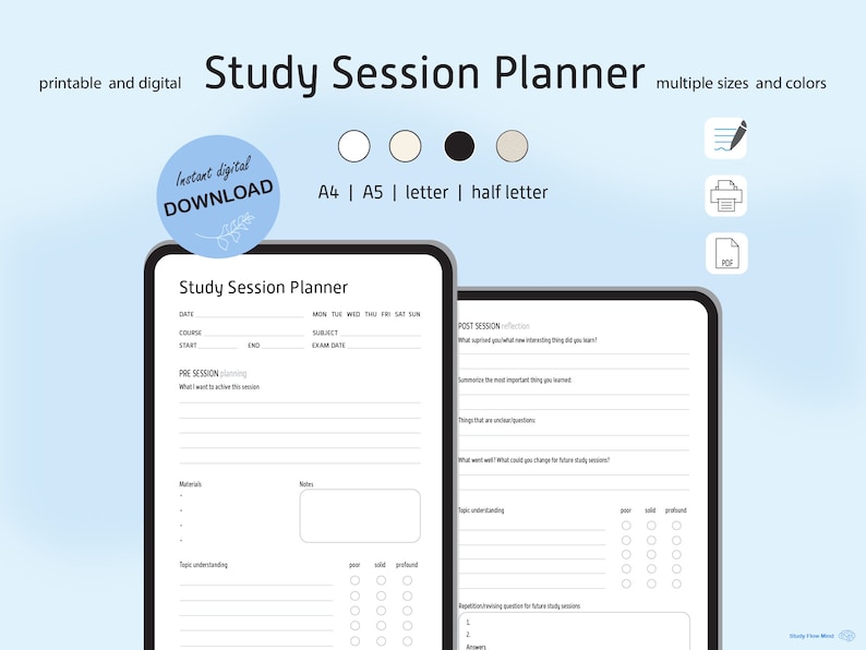 Study Session Planner Guide Template Digital Planner Study Goodnotes ...