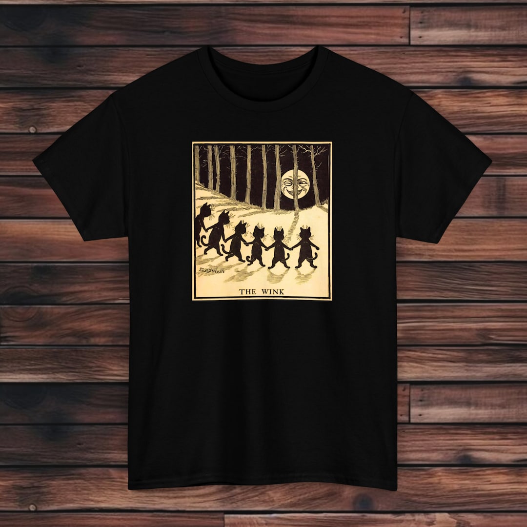 The Wink - Vintage Louis Wain Illustration | Black Cat T-shirt | Grunge ...