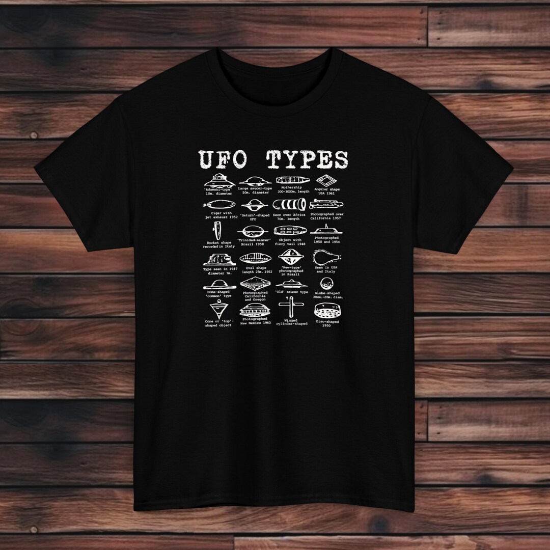 UFO Types T-shirt | I Want to Believe | Area 51 | Flying Saucer T-shirt ...