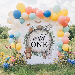 Woodland Wild One Backdrop, Rustic Wild One Banner, Vintage Woodland ...
