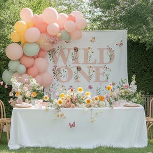 Wild One Backdrop, Wildflower Happy Birthday Banner, One Little ...