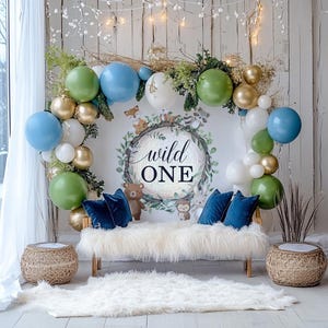 Woodland Wild One Backdrop, Rustic Wild One Banner, Vintage Woodland ...